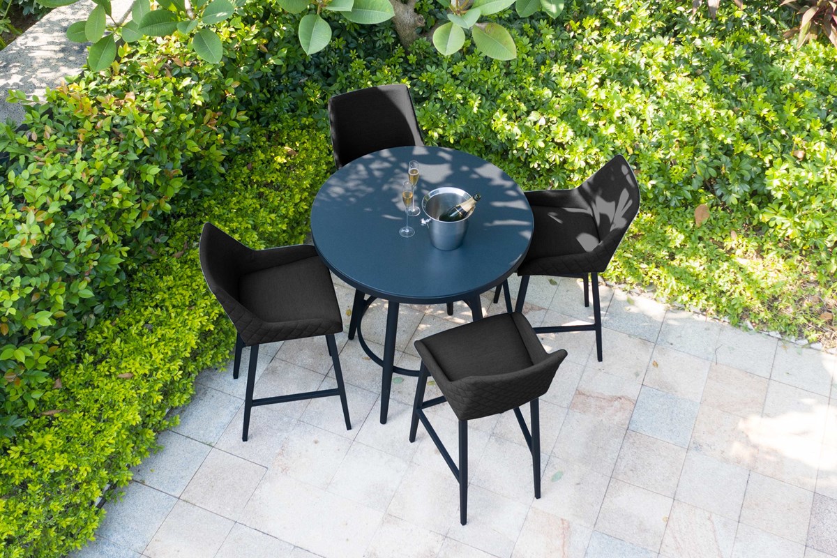 Regal 4 Seat Round Bar Set with Quilted Bar Stools - Maze