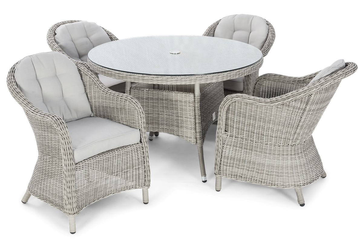 Oxford 4 Seat Round Dining Set with Heritage Chairs - Maze