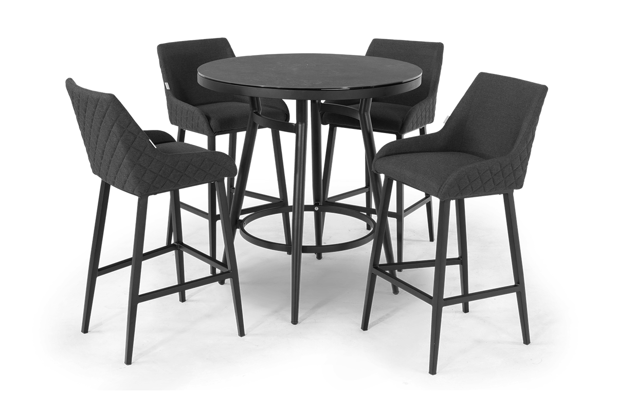 Regal 4 Seat Round Bar Set with Quilted Bar Stools - Maze