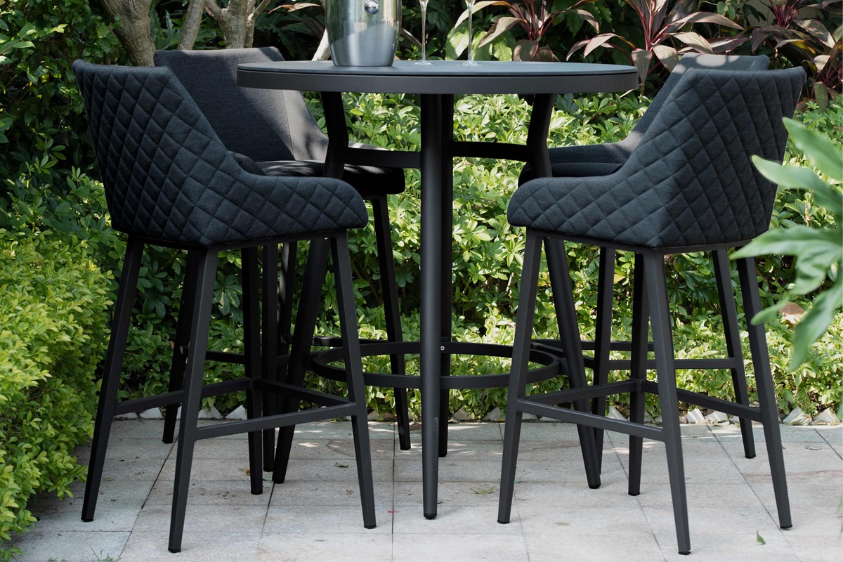 Regal 4 Seat Round Bar Set with Quilted Bar Stools - Maze